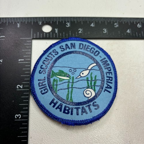 VTG c 1980s HABITATS Girl Scouts SAN DIEGO IMPERIAL Fish & Bird Badge ...