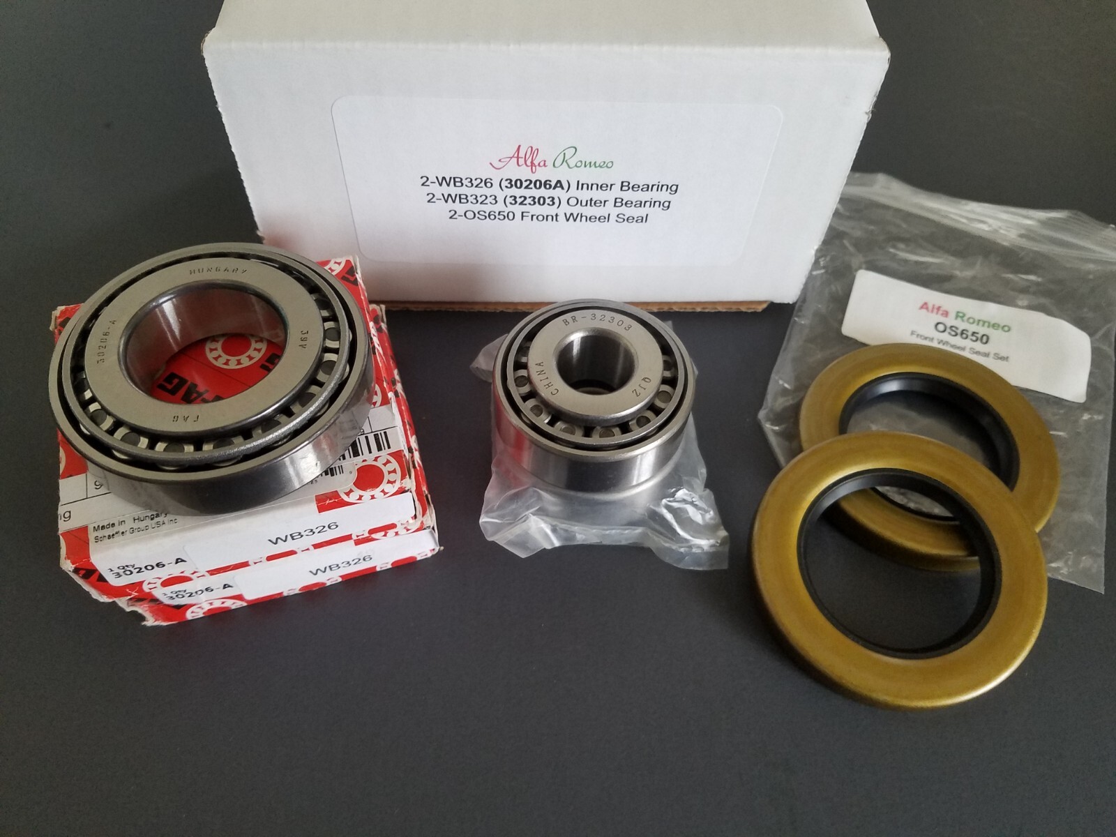 Alfa Romeo Spider,GTV, Wheel Bearing Kit 2-Inner & 2-Outer Bearings ...