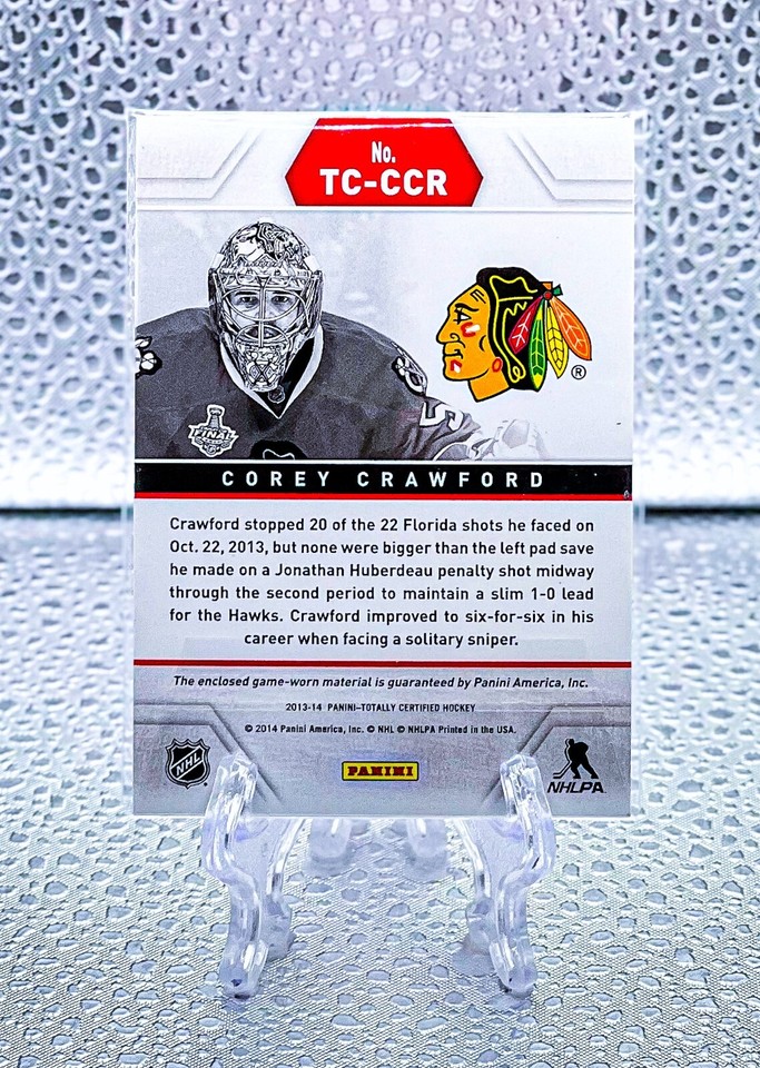 COREY CRAWFORD 2013 Panini Totally Certified TC-CCR JERSEYS RED INSERT ...