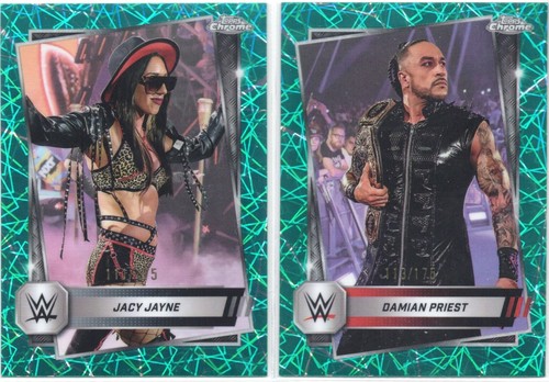 2025 Topps Chrome WWE Green Refractor lot of 2 Jacy Jayne Damian Priest ...