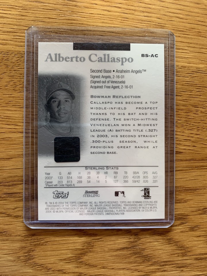 2004 Bowman Sterling Alberto Callaspo Rookie Autograph #BS-AC | eBay
