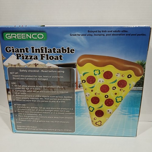 Giant Inflatable Pizza Float Pool Toy Lounge Greenco 2 chambers NEW IN ...