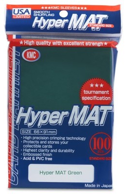 KMC Sleeves Hyper Mat GREEN Matte Standard Size 66x91mm (100 Count Pack ...