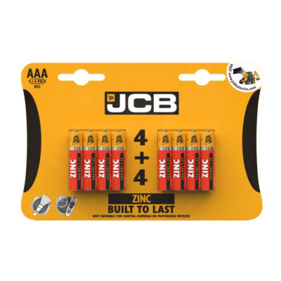 8 x JCB AAA Zinc Batteries 1.5V LR3 LR03 MN2400 R3 R03 (8 pack) Built ...