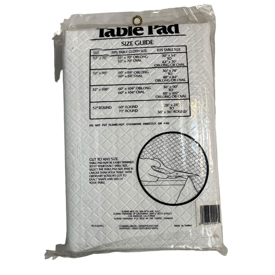 Lisa Quilted Flannel Backed Table Pad 52 X 90 Oblong Cut To Size | eBay