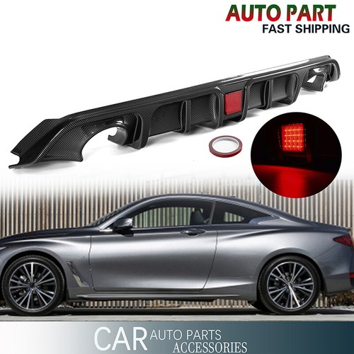 For 2017~2022 INFINITI Q60 CARBON FIBER REAR BUMPER DIFFUSER W/ LED ...