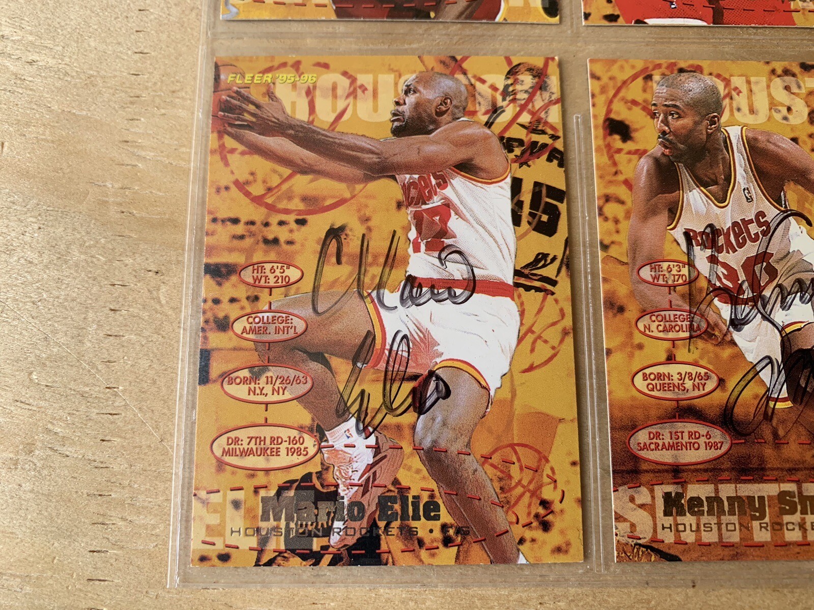 95-96 Houston Rockets Fleer Signed Card Lot Hakeem Clyde Drexler Horry ...