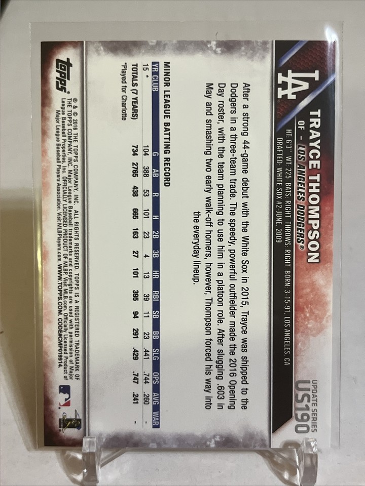 2016 Topps Update US190 Trayce Thompson Rookie Card RC | eBay