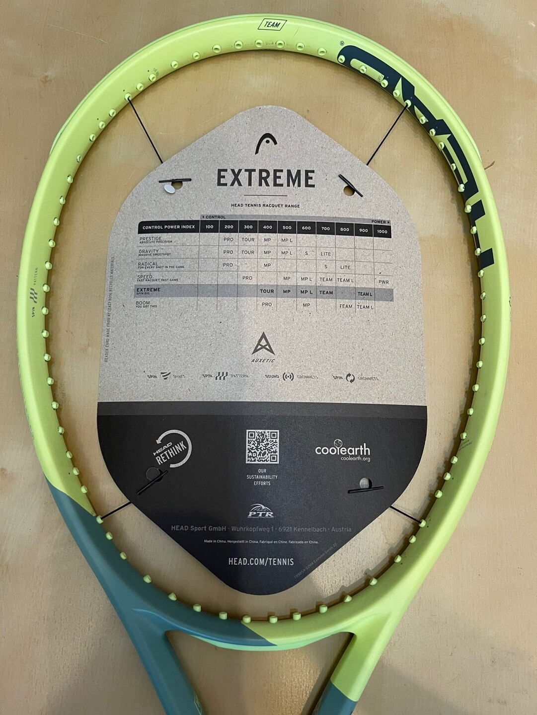 HEAD Extreme Team Tennis Racket Racquet 100sq 275g 16x19 G2 Unstrung ...