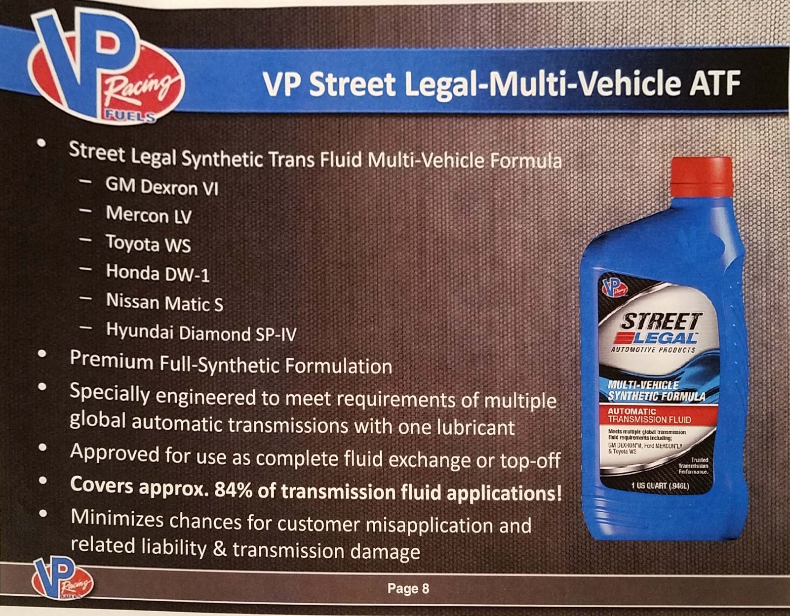 VP Racing Lubricants Street Legal Multi Vehicle ATF Synthetic Formula ...
