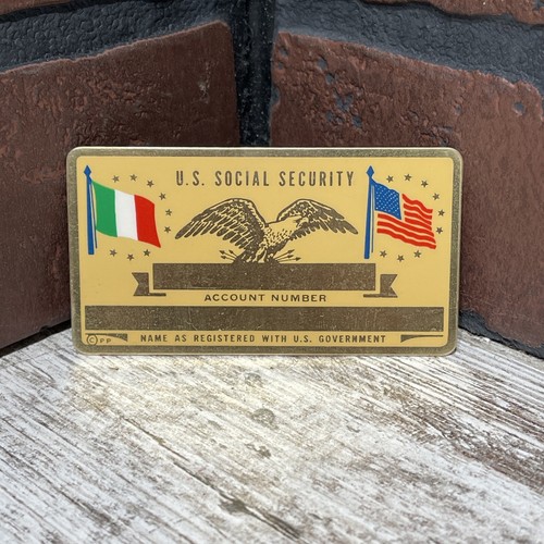 Vintage Metal Italian Flag America Flag Social Security ID Card Name ...