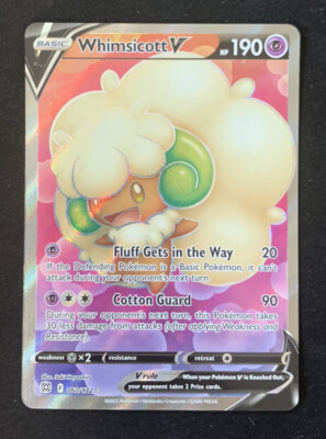 Whimsicott V 160/172 Brilliant Stars Ultra Rare Holo Pokemon TCG Card ...