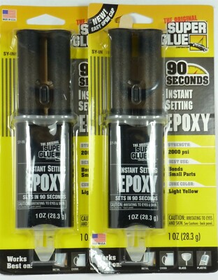 Lot of (2) SUPER GLUE Instant-Set Epoxy Syringe for ceramic, glass ...