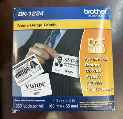 Brother DK-1234 - Name Badge Labels - 2.3 in x 3.4 in | eBay