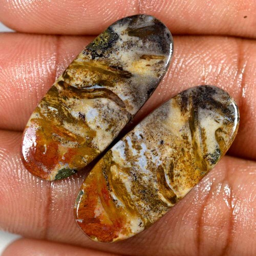 30.55 CT 100% Naturel Palla Racine Agate Paire Assortis Cabochon 13 X ...