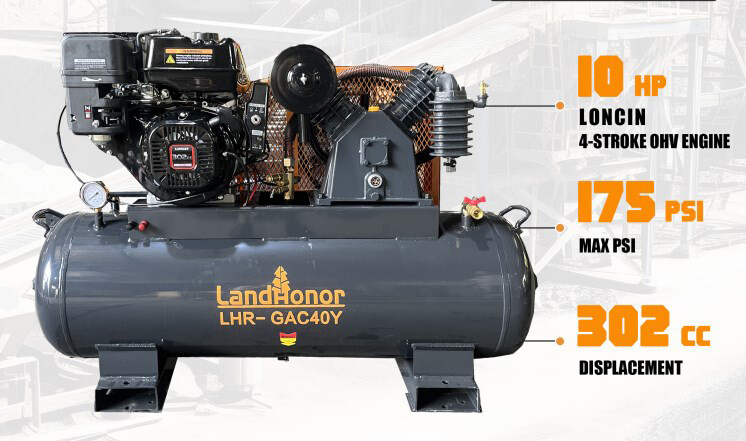 Landhonor 10HP Gasoline 2-Stage Truck Mount Air Compressor 40 Gallon ...