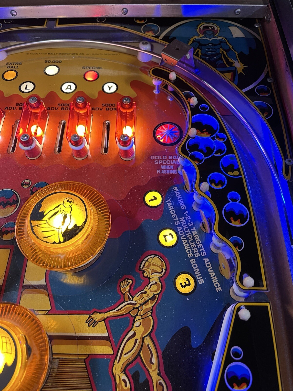 1983 BALLY GOLD BALL PINBALL MACHINE PROFESSIONAL TECHS FULL LEDS PLAYS ...