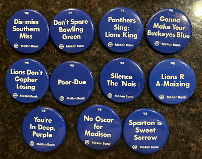 Penn State Football Buttons 1998 - Complete Regular Season Set (Mellon ...