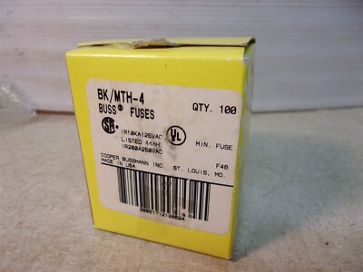 NEW Buss BK/MTH-4 Fuses box of 100 *FREE SHIPPING* | eBay