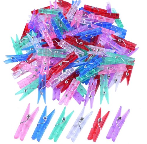 100pcs Mini Colorful Plastic Utility Paper Clip Clothespins Clip ...