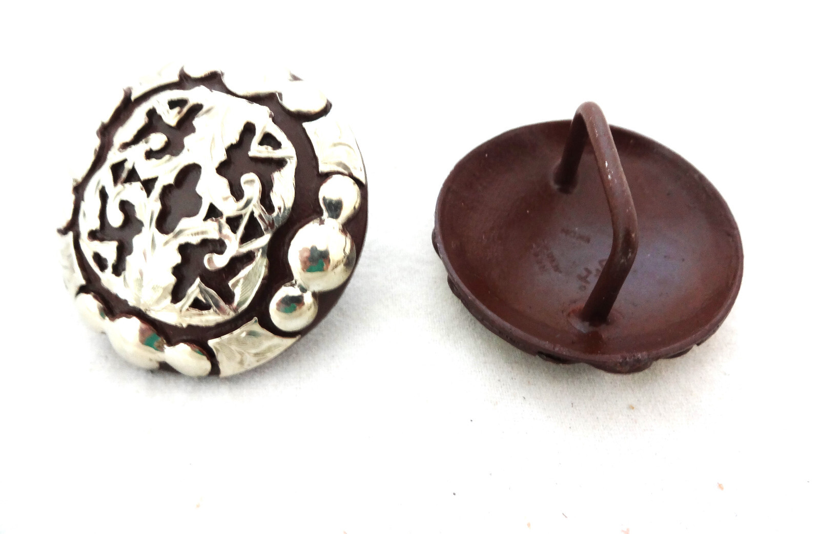 Clovis Silver Br Iron Bridle Loop Back Conchos Pair Hansen Western Gear ...