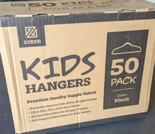 ZOBER Velvet Non Slip Kids Hangers 50 Pack (14") w/ Swivel Hook ...