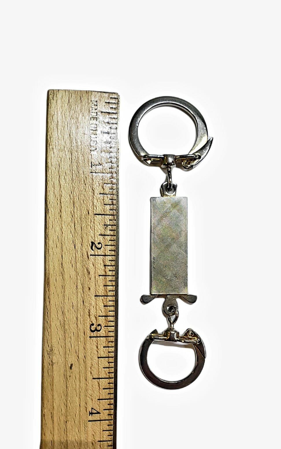 Vintage Double Keychain GoldTone 2 Part Keyring Two Sided Valet Flaw ...