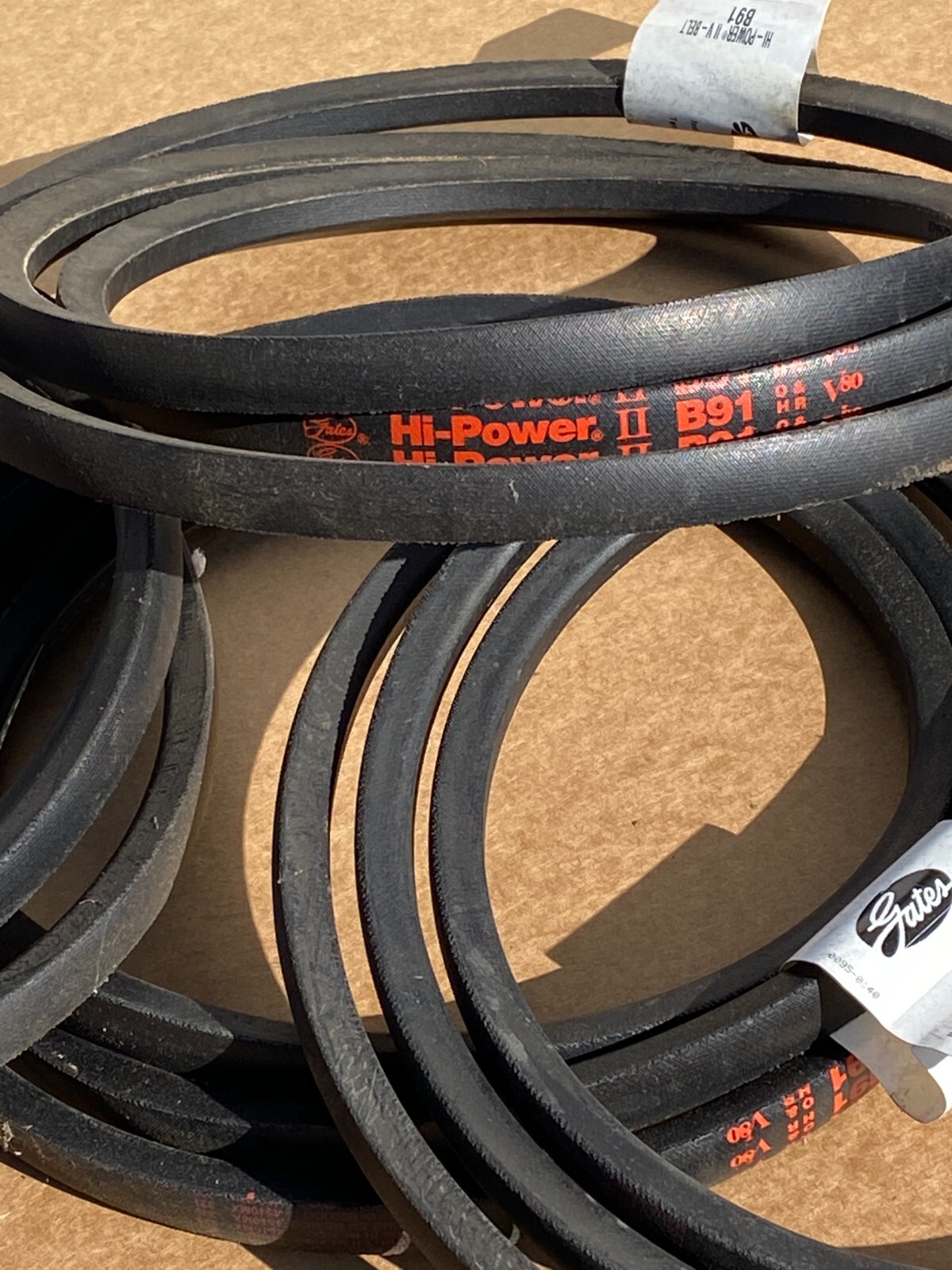 Lot of 3 Hi Power New Old Stock GATES brand drive belts "B91" Pulley "V ...