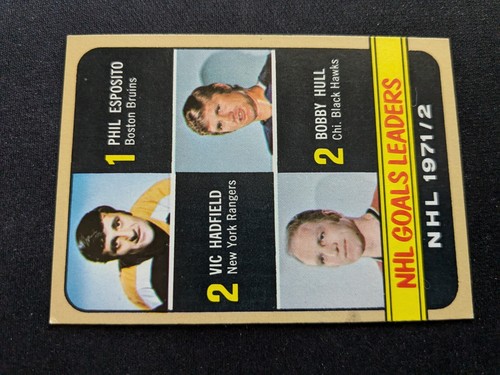 1972-73 Topps Hockey Card # 61 NHL Goals Leaders - Esposito / Hadfield ...