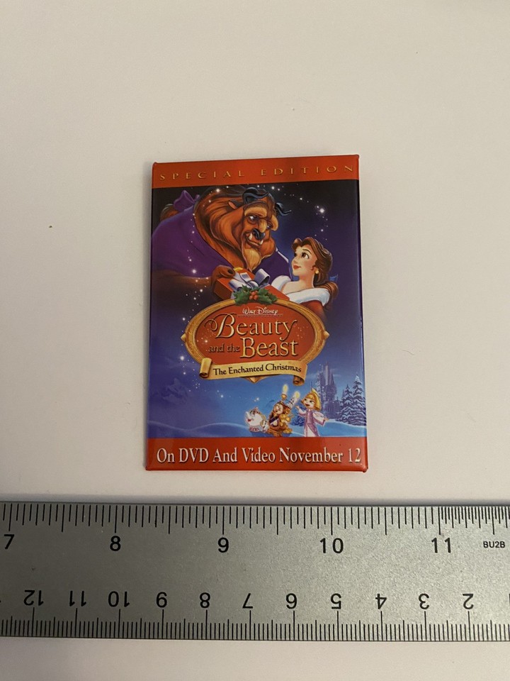 Beauty And The Beast Enchanted Christmas Pin Back Button P35 | eBay