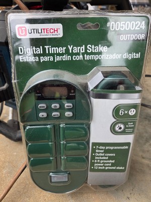 NIB UTILITECH Outdoor Digital Power Timer 6 Outlets-Dusk To Dawn ...