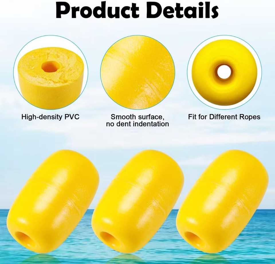Rope Floats Marine, Deep Water Float Oval 2.7" x Large, Yellow | eBay