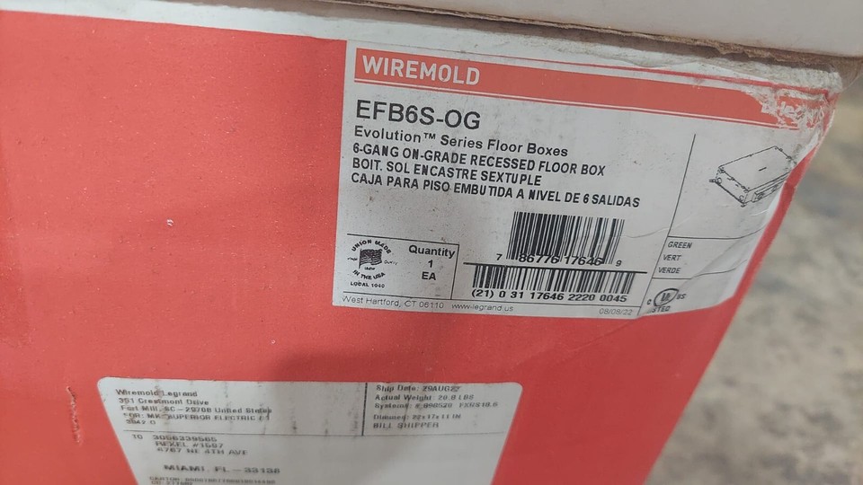 LEGRAND Wiremold EFB6S-OG Evolution Series Six Gang On-Grade Floor Box ...