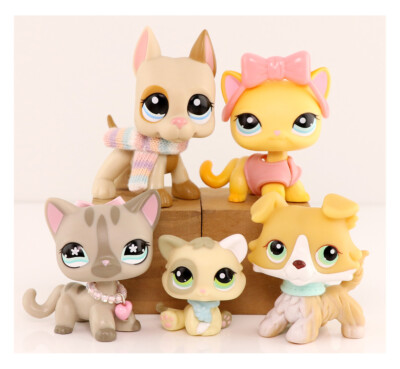 5 Lot Pet Shop Dogs and Cats Collectable with Accessories Kids Gift lps ...