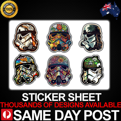 STORMTROOPER HELMETS Vinyl Sticker Sheet Car Decal Cheap Star Wars ...
