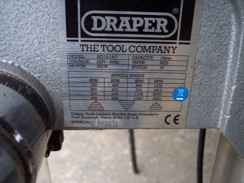 Draper HD19/16C Drill Press Drive V Belts. Pair | eBay UK