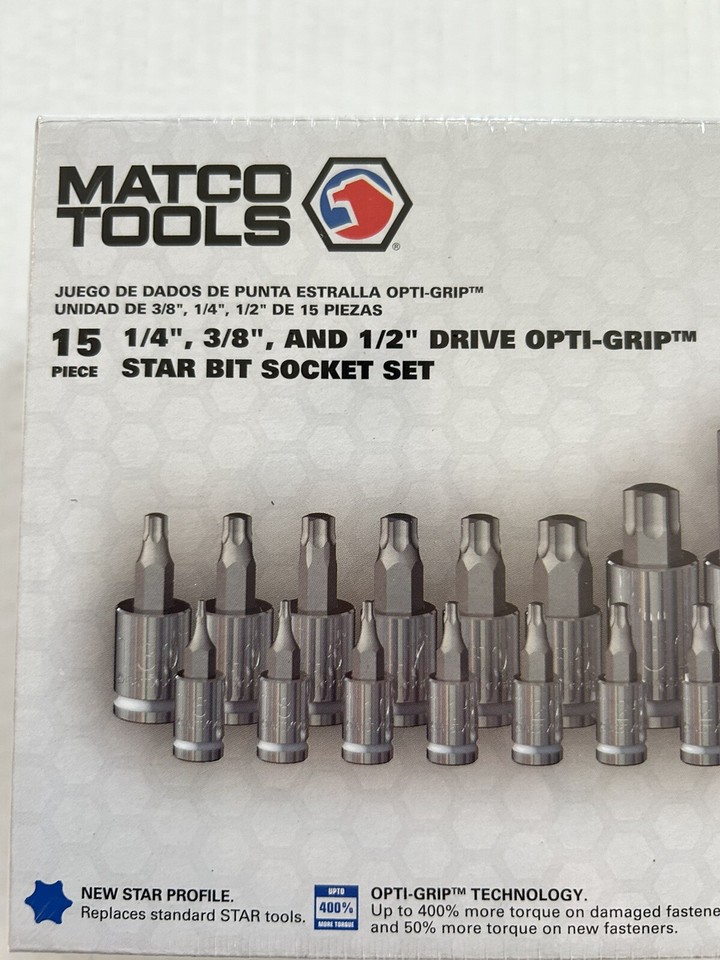 Matco Tools 1/4", 3/8", 1/2" Drive Star Bit Socket Set Opti SABCTX15OGB ...