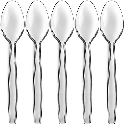 Durable Clear Plastic Teaspoons 50ct Heavy Duty Disposable Spoons | eBay