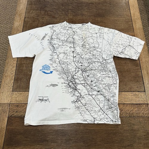 Vintage AOP Map Of Northern California T Shirt Size L White Made In USA ...