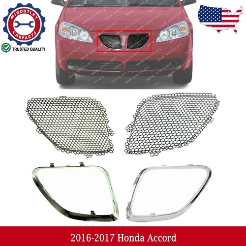 Front Grille Mesh Inserts + Upper Trim Chrome Left & Right For 05-09 ...