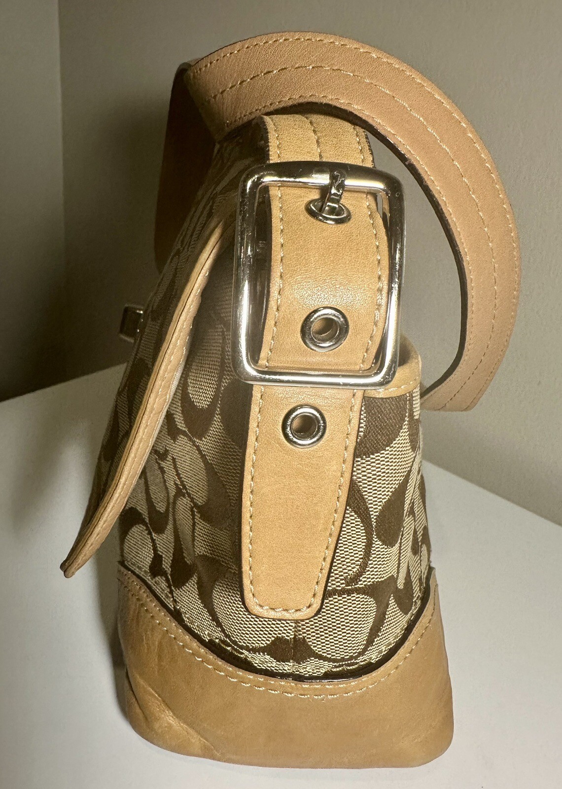 COACH SIGNATURES HAMPTONS KHAKI JACQUARD Y2K 2WAYS CR… - Gem