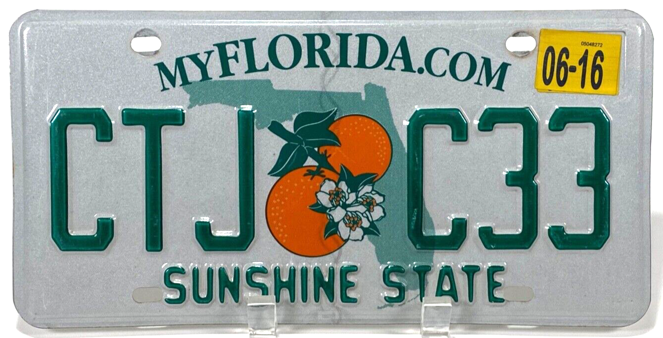 Florida License Plate- CTJ C33 -Sunshine State-Oranges-Expired 6/16 ...