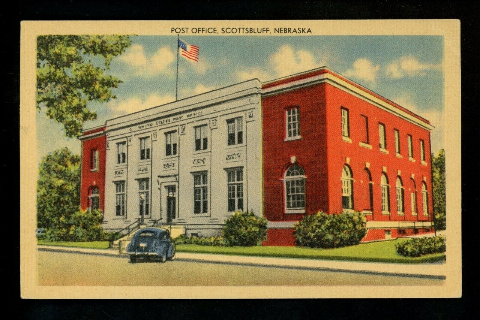 Post Office postcard Nebraska NE Scottsbluff flag gar gardens linen | eBay