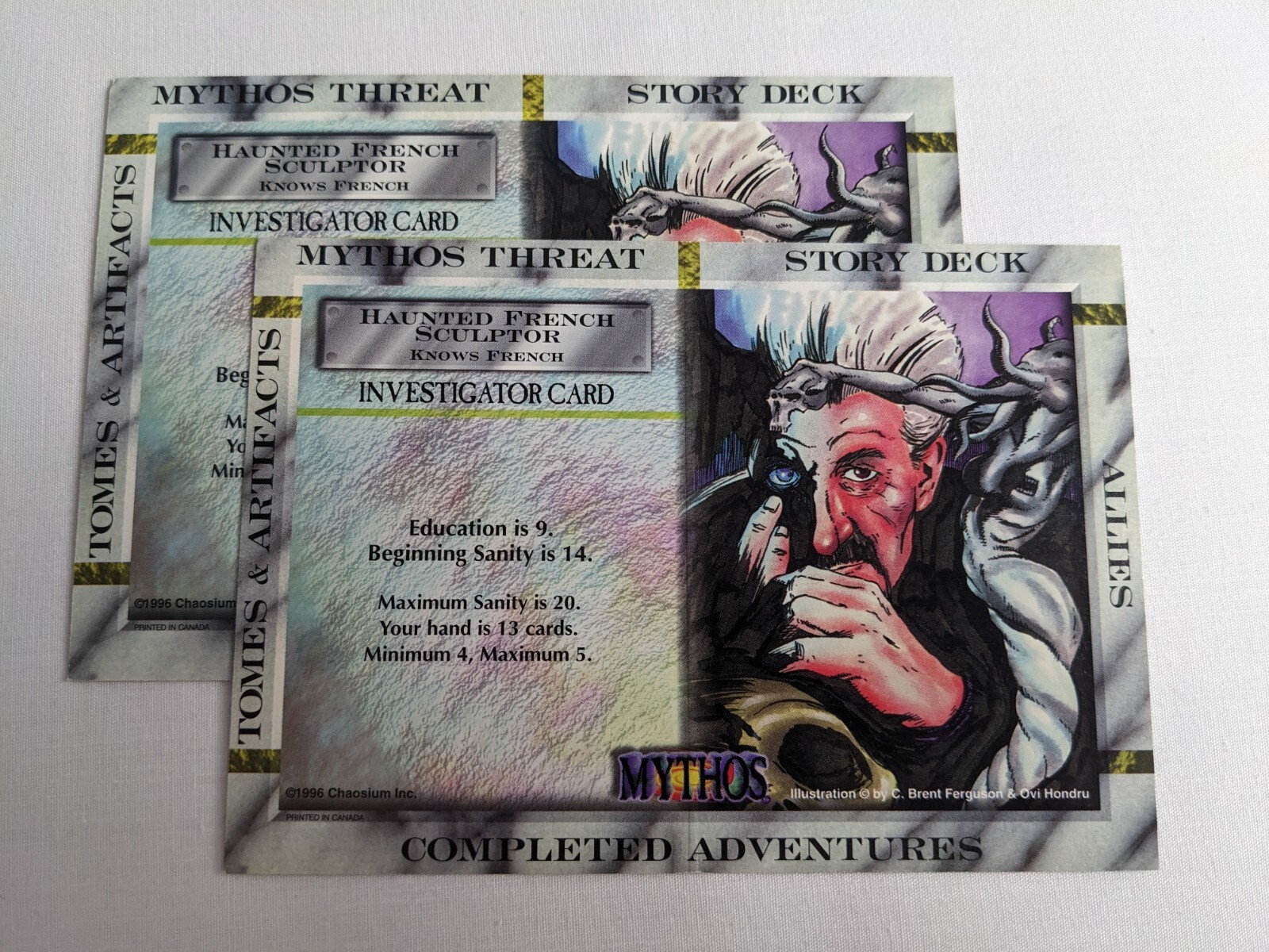 MYTHOS CCG Sculptor/Student Investigator EXC Chaosium 1996 | eBay