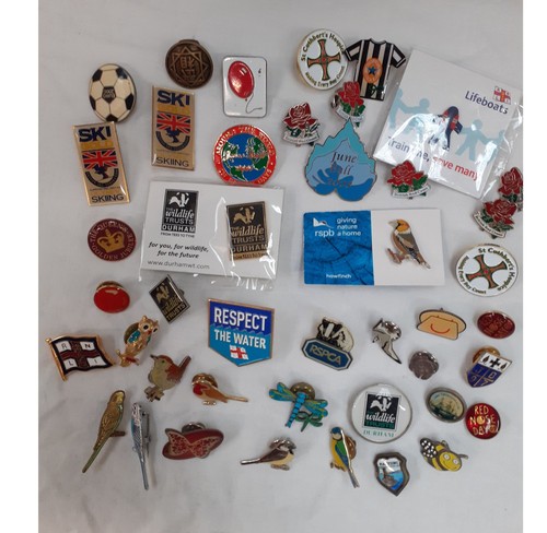 Collectible Pin/Badge Lot Wildlife Trusts RSPB RSPCA Skiing Football ...