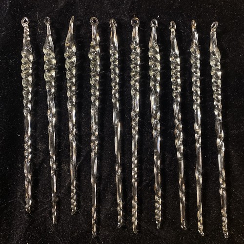 (10) ANTIQUE 5.5”- 6” GERMAN SWIRL TWISTED GLASS ICICLES XMAS TREE ...