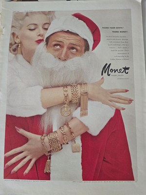 1954 Monet Gold bracelet earrings jewelry blonde and Santa Claus ...
