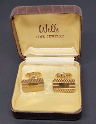 Vintage Gold Plated Cuff Links - Wells Fine Jewelry, Stamped 1/20 12k G ...
