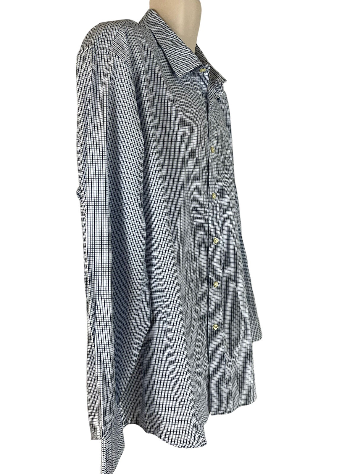 NWT George Mens XL Long Sleeve Shirt Blue White Plaid Button Up Pocket ...