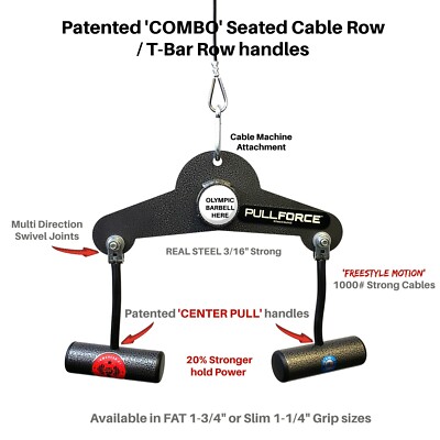 Pull Force 'Combo' Seated Row/T-BAR Row Handles wit Fat Grip or ...